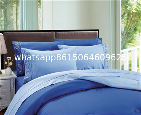 Comforter Set 3pcs Polycotton Solid Bedding Set Solid Color Comforter Pillow with Embroidery