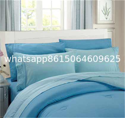 Comforter Set 3pcs Polycotton Solid Bedding Set Solid Color Comforter Pillow with Embroidery