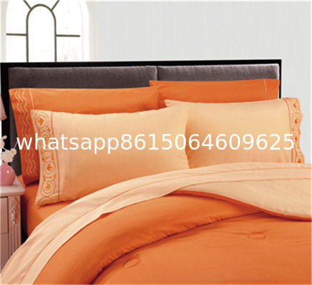Polycotton Comforter Set 3pcs Solid Bedding Set Solid Color Comforter Pillow with Embroidery