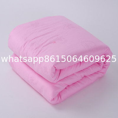 Natural mulberry silk quilt 100% cotton jacquard fabric in light pink /dark pink color