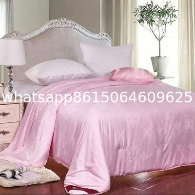 Natural mulberry silk quilt 100% cotton jacquard fabric in light pink /dark pink color