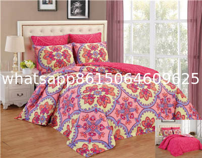 Reversible Comforter Set Reactive Printed Bedding Set 6pcs High Quality Egyptian Cotton Touch Quilt Cover Easy Remove