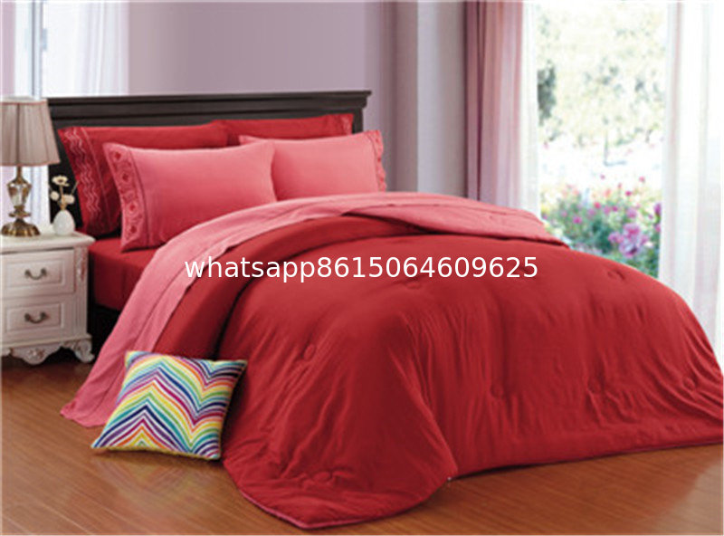 Comforter Set 3pcs Polycotton 1200 Series Combed Cotton Blend Solid Bedding Set Solid Color Embroided Pillow