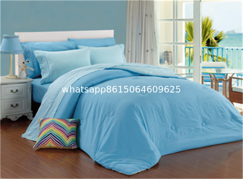Comforter Set 3pcs Polycotton Combed Cotton Blend Solid Bedding Set Solid Color Embroided Pillow