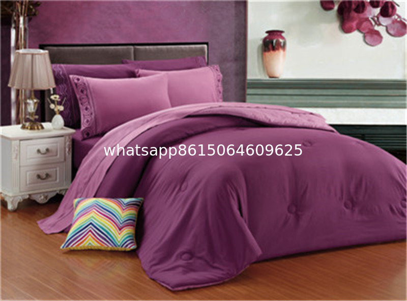 Comforter Set 3pcs Polycotton Solid Bedding Set Solid Color Comforter Pillow with Embroidery