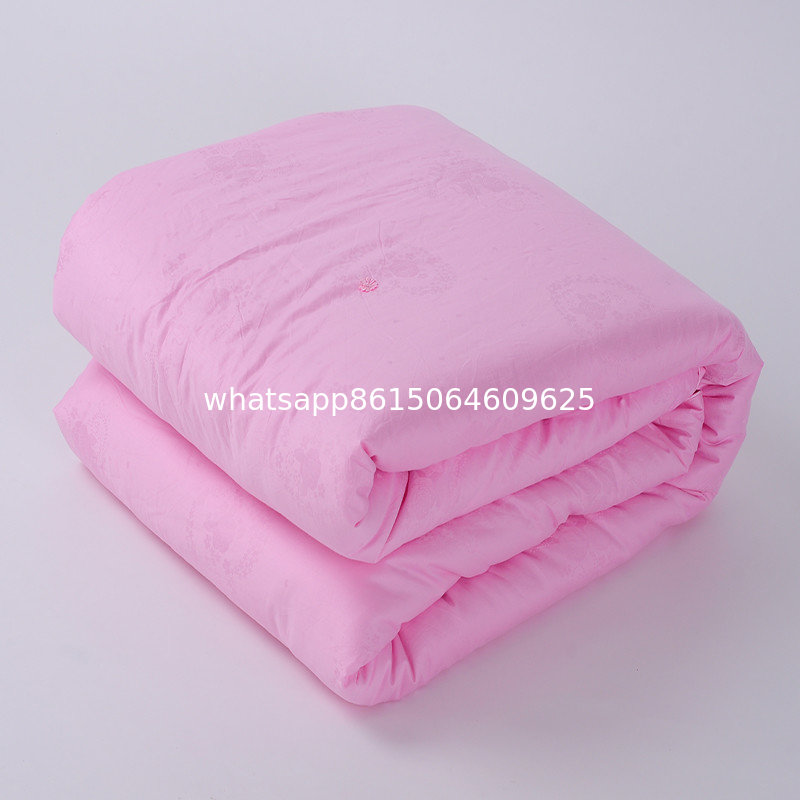 Natural mulberry silk quilt 100% cotton jacquard fabric in light pink /dark pink color