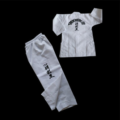 High quality sportswear white durable itf taekwondo uniform for kids taekwondo suit custom taekwondo uniforms supplier