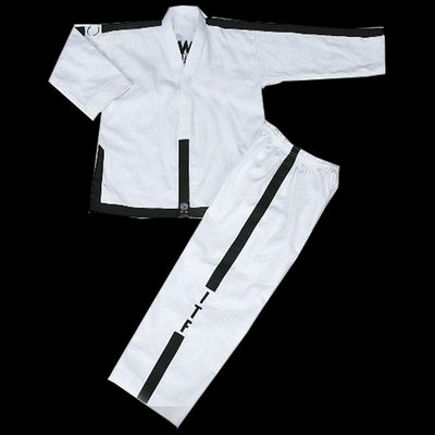 Hot sale Custom white ITF master Taekwondo uniform striped ITF TKD uniform Taekwondo Gi for master 4-6 dan supplier