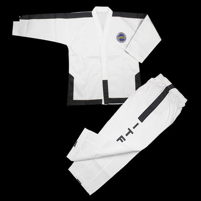 Hot sale Custom white ITF master Taekwondo uniform striped ITF TKD uniform Taekwondo Gi for master 4-6 dan supplier