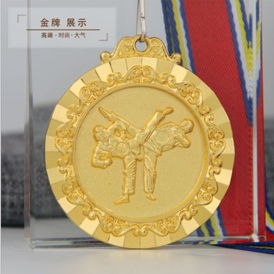 Custom taekwondo tae kwon do sport gold award souvenir medal with ribbon Karate/Judo/Kongfu Martial arts medals supplier