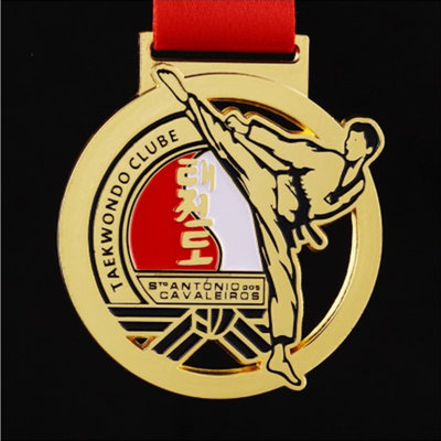 Custom taekwondo tae kwon do sport gold award souvenir medal with ribbon Karate/Judo/Kongfu Martial arts medals supplier