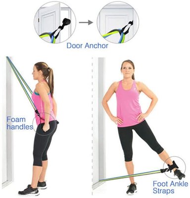 Hot Resistance Bands 11pcs/Set for Arms Waist Legs Strength Exercise, Elastic Pull Rope Workout Fitness Set Tension Rope supplier