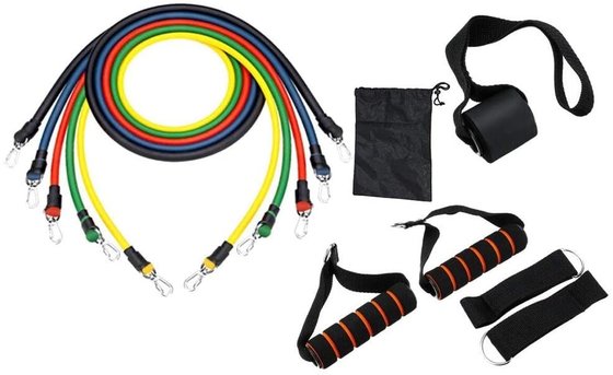 Hot Resistance Bands 11pcs/Set for Arms Waist Legs Strength Exercise, Elastic Pull Rope Workout Fitness Set Tension Rope supplier