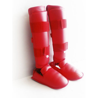 WKF approvedred karate shin guard with instep supplier