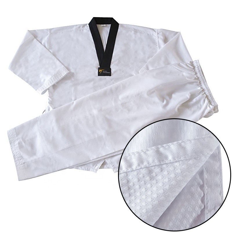 Wholesale quality female Taekwondo Ultralight Fabric Uniforms black belt supplier