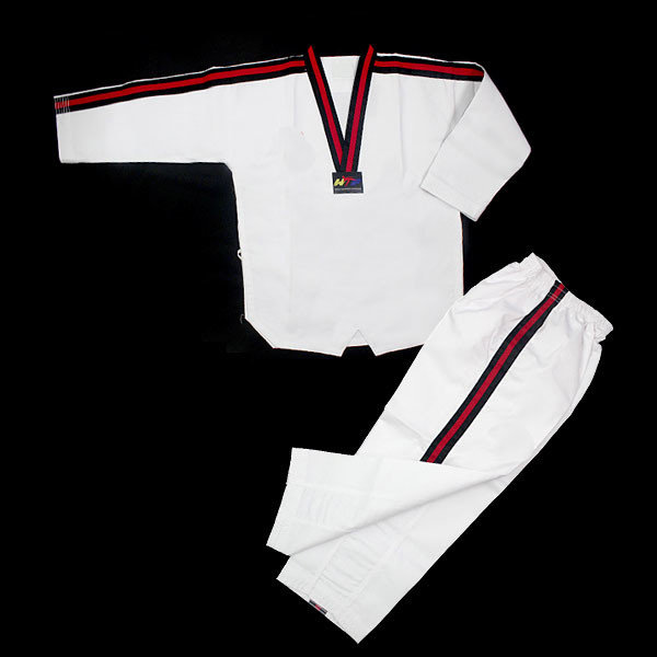 Martial arts stripped taekwondo master uniform White Martial Arts Kungfu Taekwondo Uniforms Custom supplier