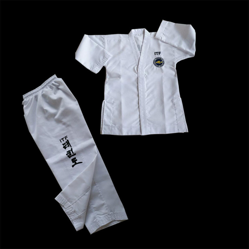 High quality sportswear white durable itf taekwondo uniform for kids taekwondo suit custom taekwondo uniforms supplier