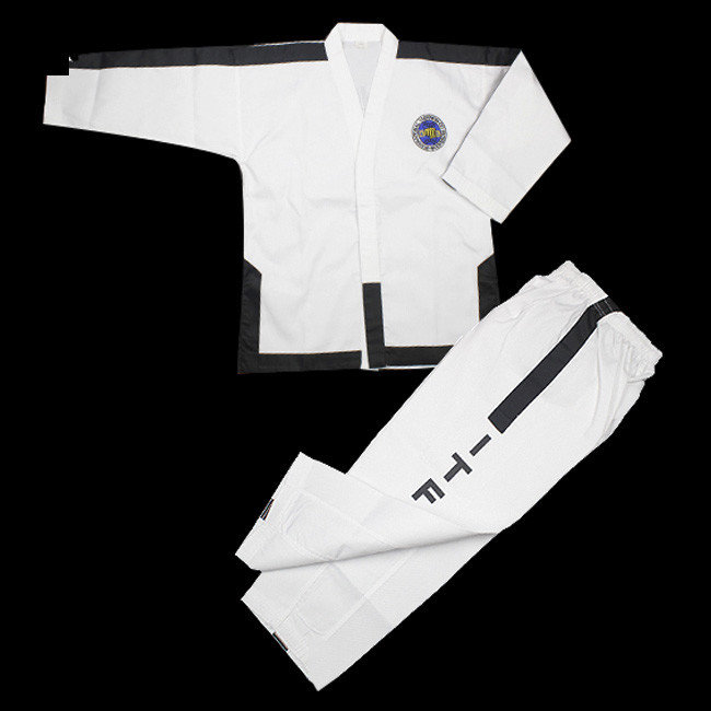 Hot sale Custom white ITF master Taekwondo uniform striped ITF TKD uniform Taekwondo Gi for master 4-6 dan supplier
