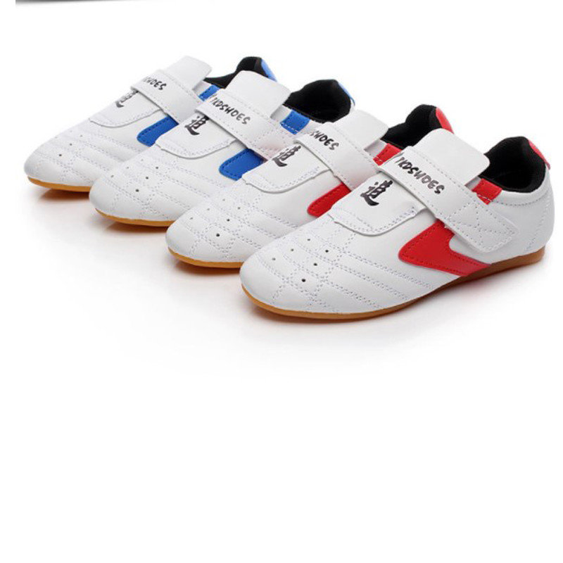 Custom Boxing Kung Fu Tai Chi Taekwondo Sport Gym Shoes colour white blue red size 27-45 for adult and children supplier