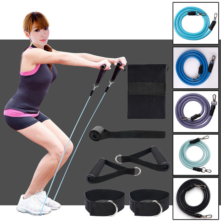 Resistance Bands 11pcs/Set for Arms Waist Legs Strength Exercise, Elastic Pull Rope Workout Fitness Set Tension Rope supplier