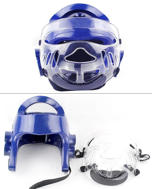 Taekwondo karate head guard with transparent mask supplier