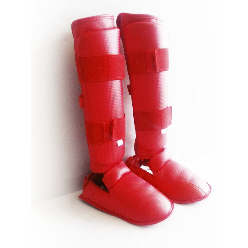 WKF approvedred karate shin guard with instep supplier