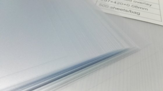 PVC Coated Overlay MCO-W/PVC coated overlay for card body lamination/glue coated film/Card lamination materials