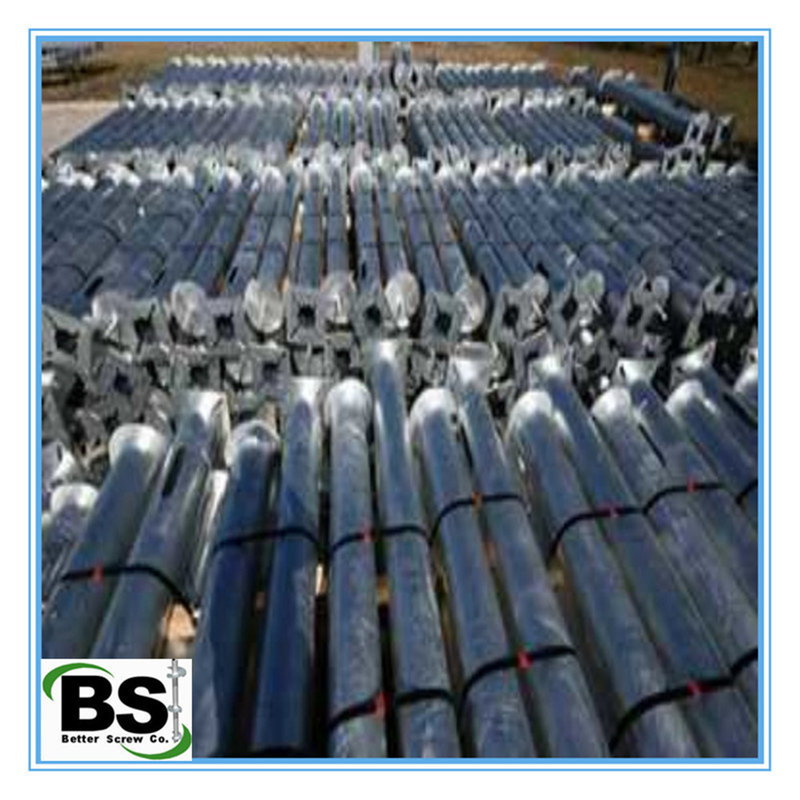 Hot dip galvanized screw piers foundation construction for support mobile home