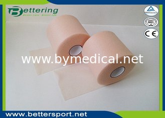China Skin Colour 7cmX27m Sports Underwrap Foam Tape Polyester Fiber Elastic Adhesive Muscle Strain Injury Roll Bandage supplier