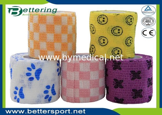 Printed Veterinary elastic Non Woven Cohesive Bandage with various patterns available supplier