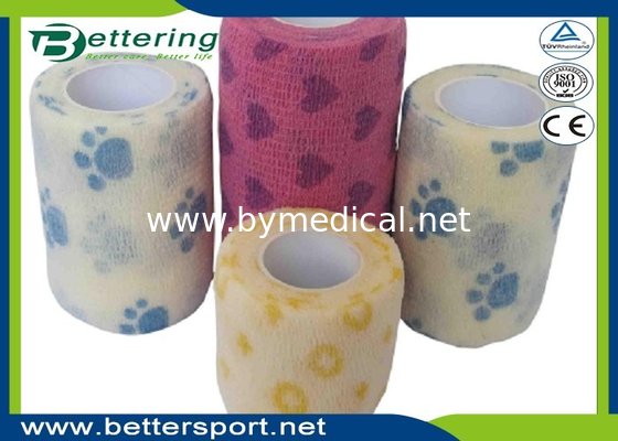 Printed Veterinary elastic Non Woven Cohesive Bandage with various patterns available supplier