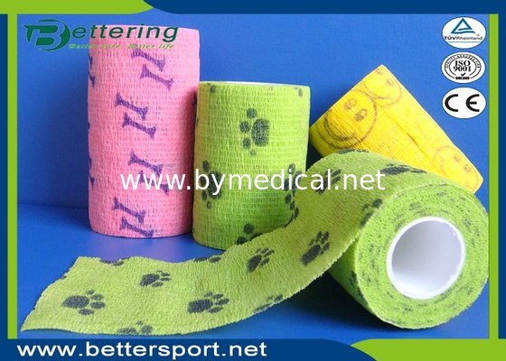 Printed Veterinary elastic Non Woven Cohesive Bandage with various patterns available supplier