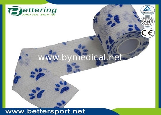 White Colour dog pawprint Veterinary elastic Non Woven Cohesive Bandage Coflex Pet Bandage supplier