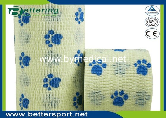 White Colour dog pawprint Veterinary elastic Non Woven Cohesive Bandage Coflex Pet Bandage supplier