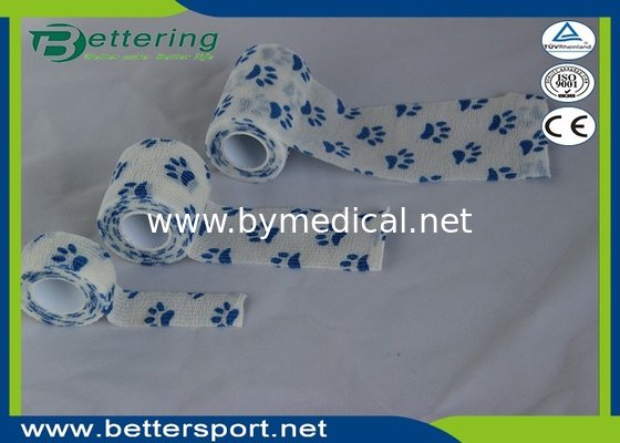 White Colour dog pawprint Veterinary elastic Non Woven Cohesive Bandage Coflex Pet Bandage supplier