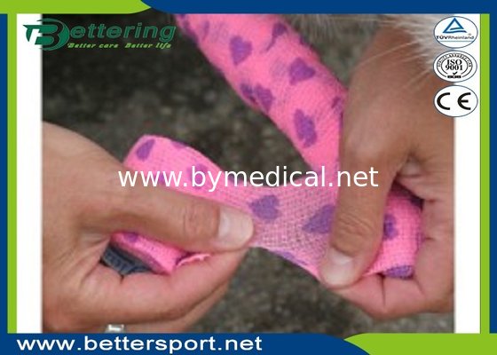 Pink Colour paw printing Veterinary Non Woven Self Adhesive Flexible Wrapping Bandage Coflex Pet Bandage supplier