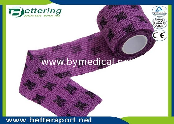 Pink Colour paw printing Veterinary Non Woven Self Adhesive Flexible Wrapping Bandage Coflex Pet Bandage supplier