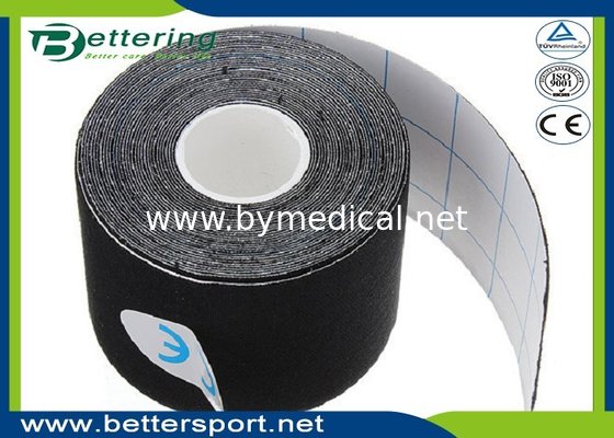 Elastic cotton adhesive kinesio tape Sports injury muscle strain protection tapes first aid bandage support black colour supplier