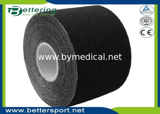 Elastic cotton adhesive kinesio tape Sports injury muscle strain protection tapes first aid bandage support black colour supplier