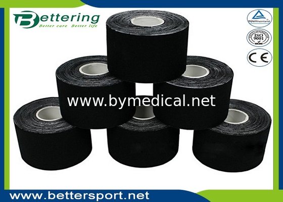 Elastic cotton adhesive kinesio tape Sports injury muscle strain protection tapes first aid bandage support black colour supplier