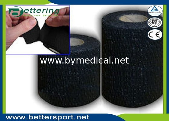 Black Colour Easy hand tear Cotton Elastic adhesive bandage lightplast stretch tape light EAB finger wrapping tape supplier
