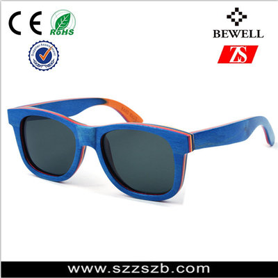 Mixed Colors Skateboard Wooden Wood Frame Sunglasses Polarized TAC Lens