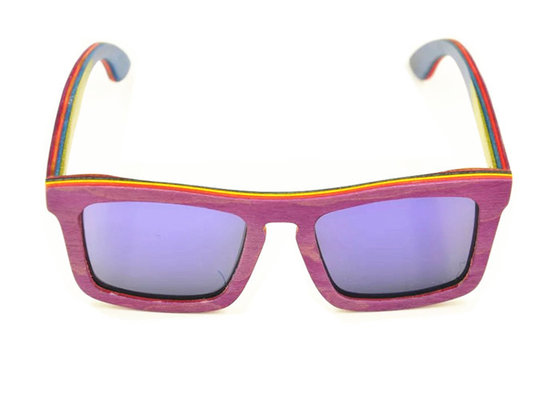 Rectangular Frame Sunglasses , Polarized Wooden Sunglasses Multi Color