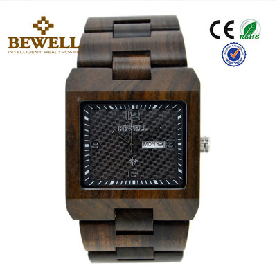 Square Shape Luxury Wooden Wrist Watch , Recycled Custom Wood Watch For Sport / Business