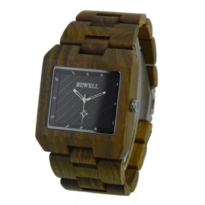 Cool Men Wooden Strap Watch With Square Zebra Case With CE ROSH EU Certificate
