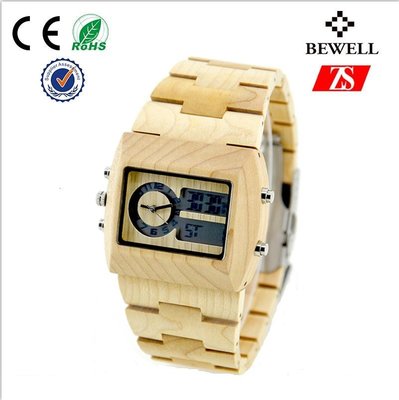 Bewell Natural Bamboo Wrist Watch For Male , Zebra Or Maple Wood Watches
