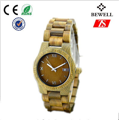 Cute Japan Quartz Movement Mens Quartz Wood Watch OEM / ODM