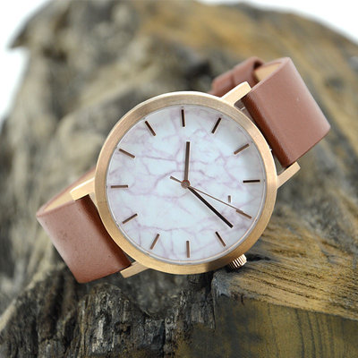 Business Men Stainless Steel Watches , Genuine Leather Band Metal Wristwatch