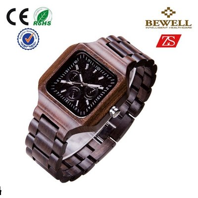 Square Shaped Men Wooden Watches / Custom Wooden Wrist Watches  ,  Mineral Glass