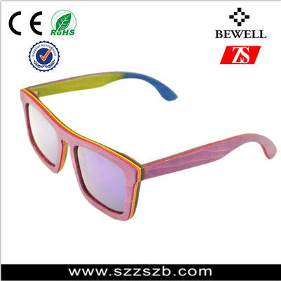 Mixed Colors Skateboard Wooden Wood Frame Sunglasses Polarized TAC Lens